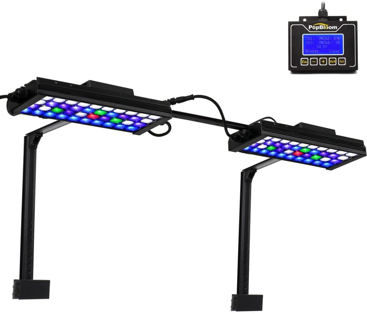 Amazon.com : PopBloom 2xT30 Saltwater Aquarium Lights Marine Reef LED ...
