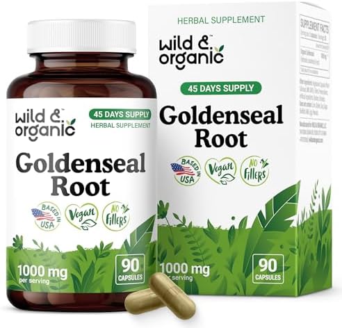 Amazon.com: Wild & Organic Goldenseal Root Capsules 1000mg - Immune ...