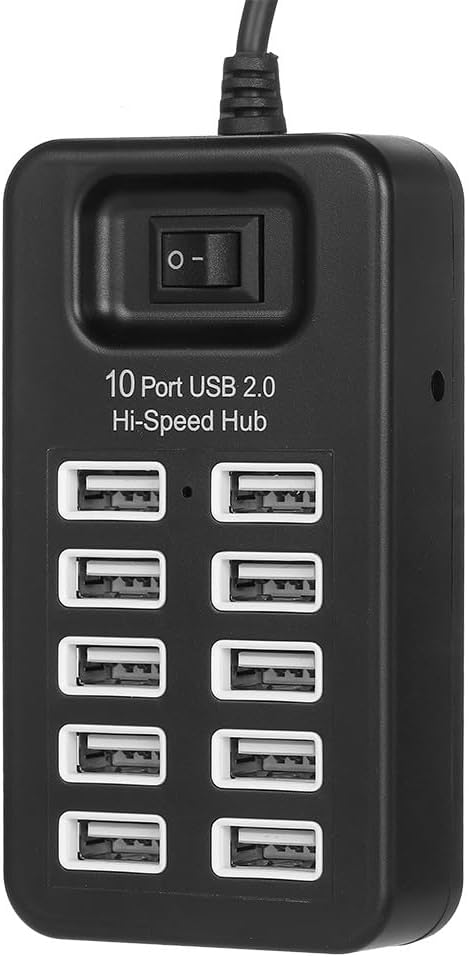 XIKKART 10 Port USB Power Hub for pc Laptop Mobile 2.0 Hi-Speed Hub ...