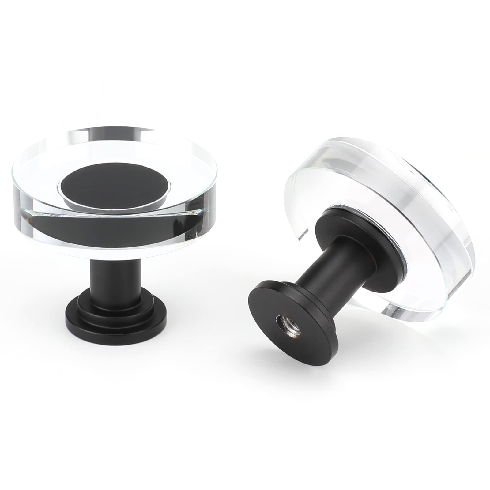 LONTAN 25 Pack Black Glass Drawer Knobs Crystal Knobsfor Dresser ...