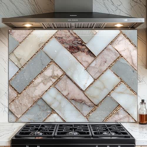 Amazon.com: Tempered Glass Backsplash for Kitchen - Easy to Clean ...