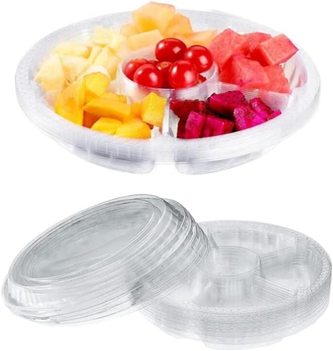 Amazon.com: Clear Plastic Appetizer Trays with Lids, Travel Round ...