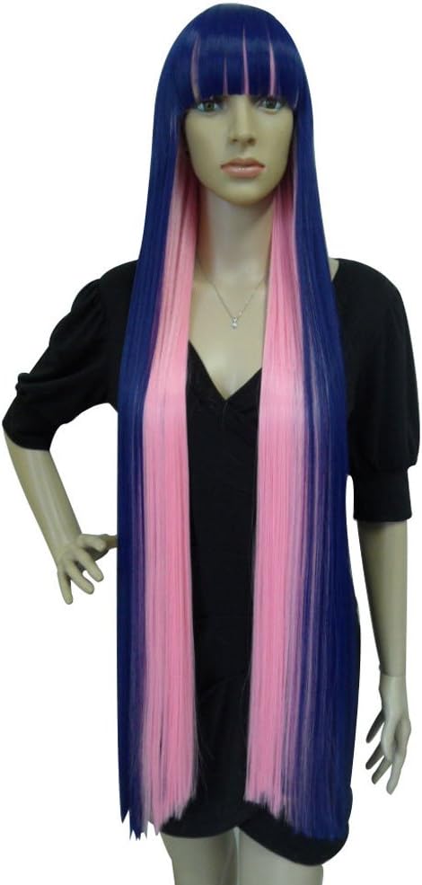 Amazon.com: SisiruKou Anime Blue Pink Mix Colors Long straight hair ...