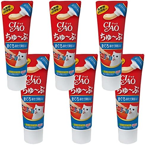 Amazon.co.jp: CIAO (チャオ) ちゅ~ぶ まぐろ ほたて貝柱入り 80g 6個セット : ペット用品