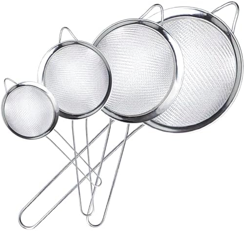 Omtofo Set of 4 Sieve 8/12/16/20 cm, Stainless Steel Sieve Fine Mesh ...