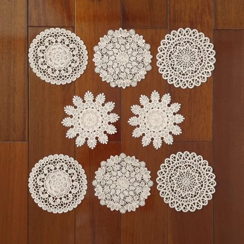Amazon.com: 8 Pieces 6 Inch Lace Doilies for Tables Crochet Doilies ...
