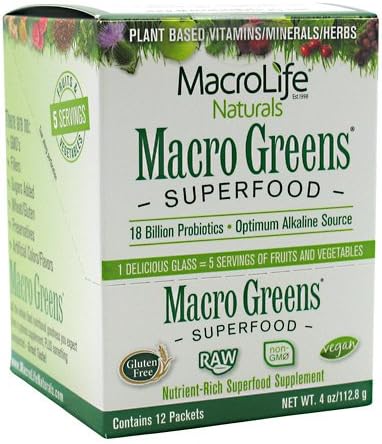 Macro Greens Nutrient-Rich Super Food Supplement - 12 packets (2 Pack ...