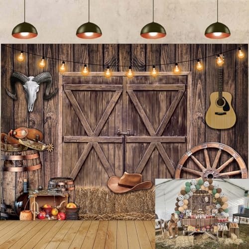 Western Cowboy Backdrop 7X5FT Wild West Rustic Wooden Barn House Photography Background for Kids ...