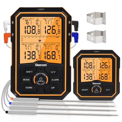 Amazon.com: Geevon Wireless Meat Thermometer for Grilling and Smoking ...