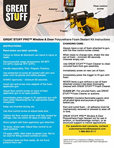 Great Stuff Pro Window & Door Spray Foam Kit – Low Expansion Off White ...