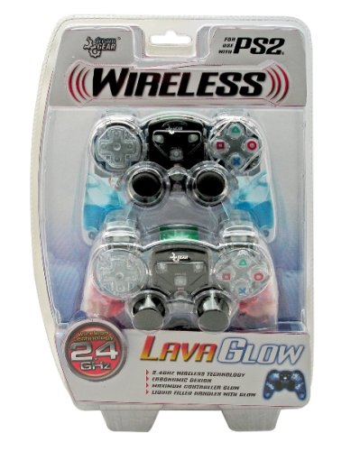 Playstation 2 Lava Glow Mini 2.4Ghz RF Wireless Controller Twin Pack ...