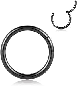 AROWRO 316L Surgical Steel Hinged Nose Rings Hoop 20G 18G 16G 14G 12G 10G 8G 6G 4G Seamless ...