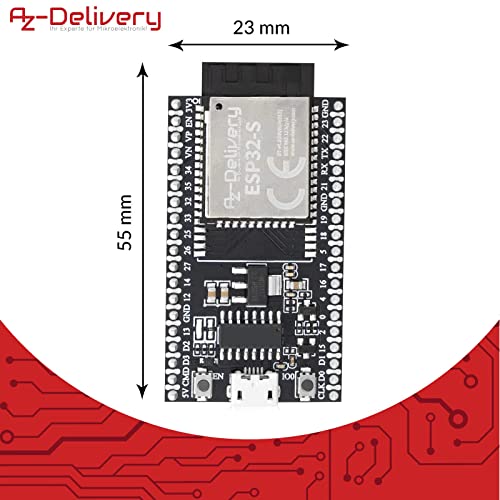 AZDelivery 3 x ESP32S Dev Kit C V4 NodeMCU WLAN WiFi Development Board kompatibel mit Arduino ...