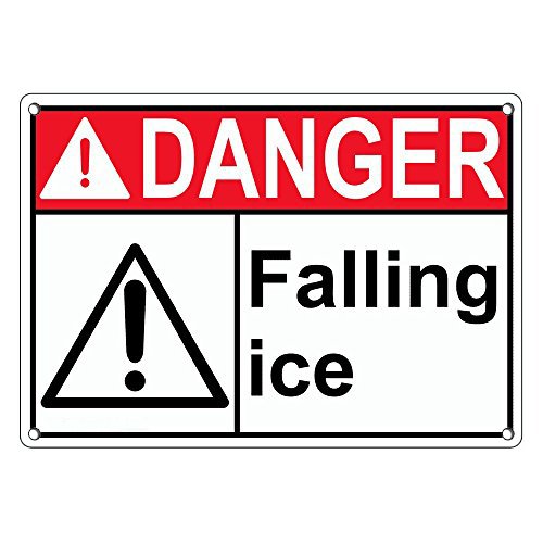 Weatherproof Plastic ANSI Danger Falling Ice Sign with English Text and ...