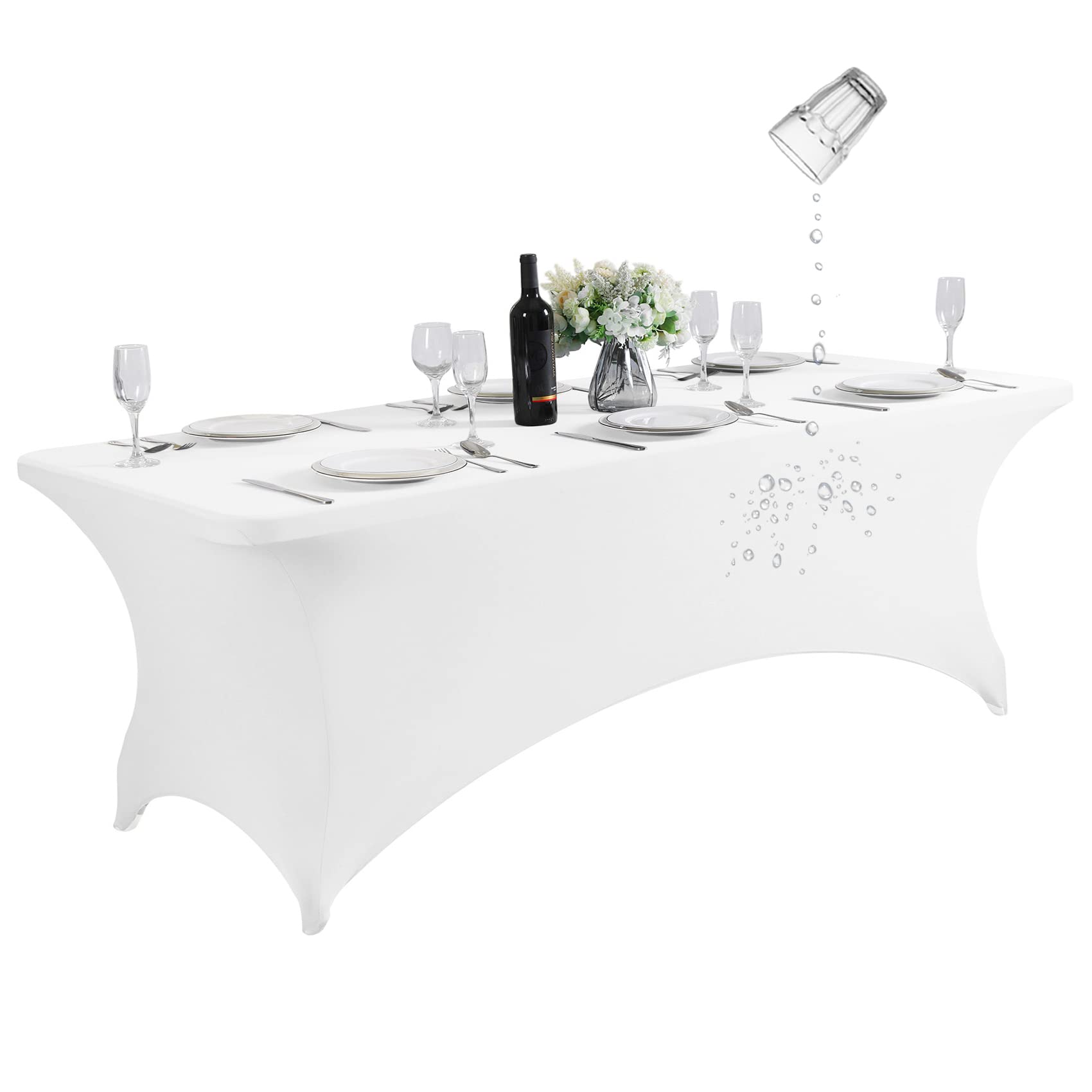 Amazon.com: SuperO Waterproof Spandex Table Cover for 8FT Table ...