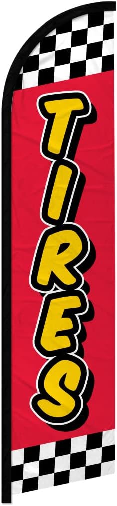 Amazon.com: Tires (Red & Yellow) Windless Banner Advertising Flag ...