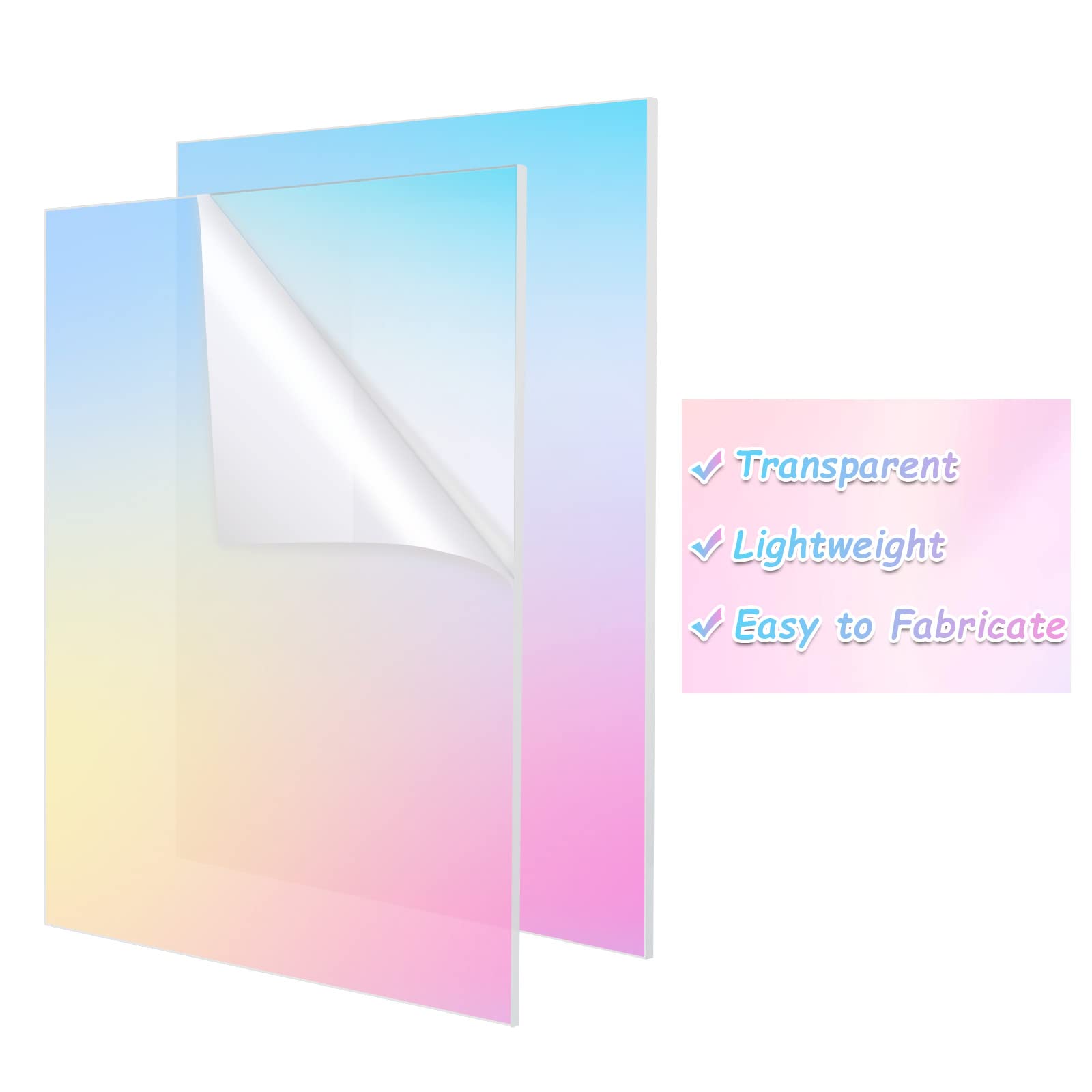 Snapklik.com : 4 Pack Iridescent Acrylic Sheets 11.8x11.8 Inch Colored ...