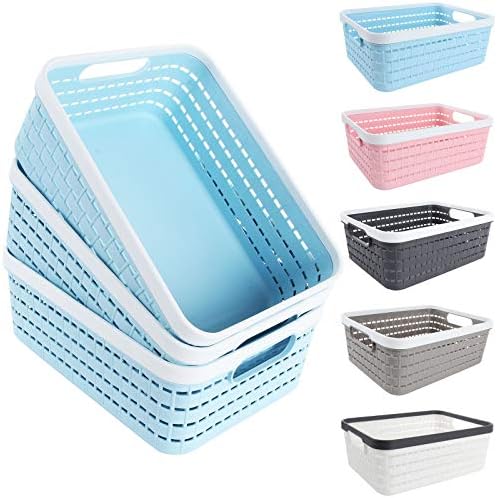 Amazon.com: CertBuy 3 Pack Plastic Storage Baskets 11.3 x 8.7 x 4.3 ...
