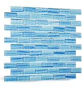 Adedeo Glass Mosaic Tile Light Blue Wave 12 x 12 Inch Glossy Glass Tile ...