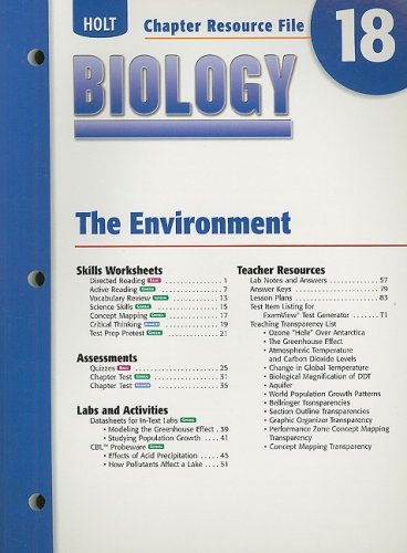 Holt Biology Chapter 18 Resource File: The Environment: Holt, Rinehart ...
