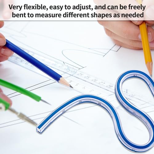 60CM Flexible Curve Ruler Vinyl Flexible Ruler Plastic Double Sided ...