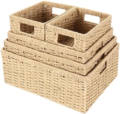 Amazon.com: Wicker Storage Basket, 16 Inch Set of 5 Large Baskets for ...