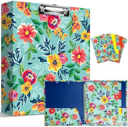 Decorative 3-Ring Binders With Chipboard, 1.5 Inch Wide Floral ...