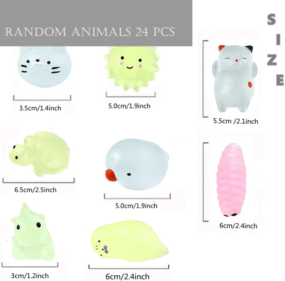Aisszhao 24Pcs Mini Animal Squishy Toys Pack Moji Fidget Toy Night ...