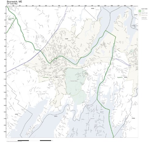 Amazon.com : ZIP Code Wall Map of Brunswick, ME ZIP Code Map Laminated ...