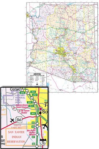 Arizona Counties and Roads Small Wall Map Gloss Laminated : Phoenix ...