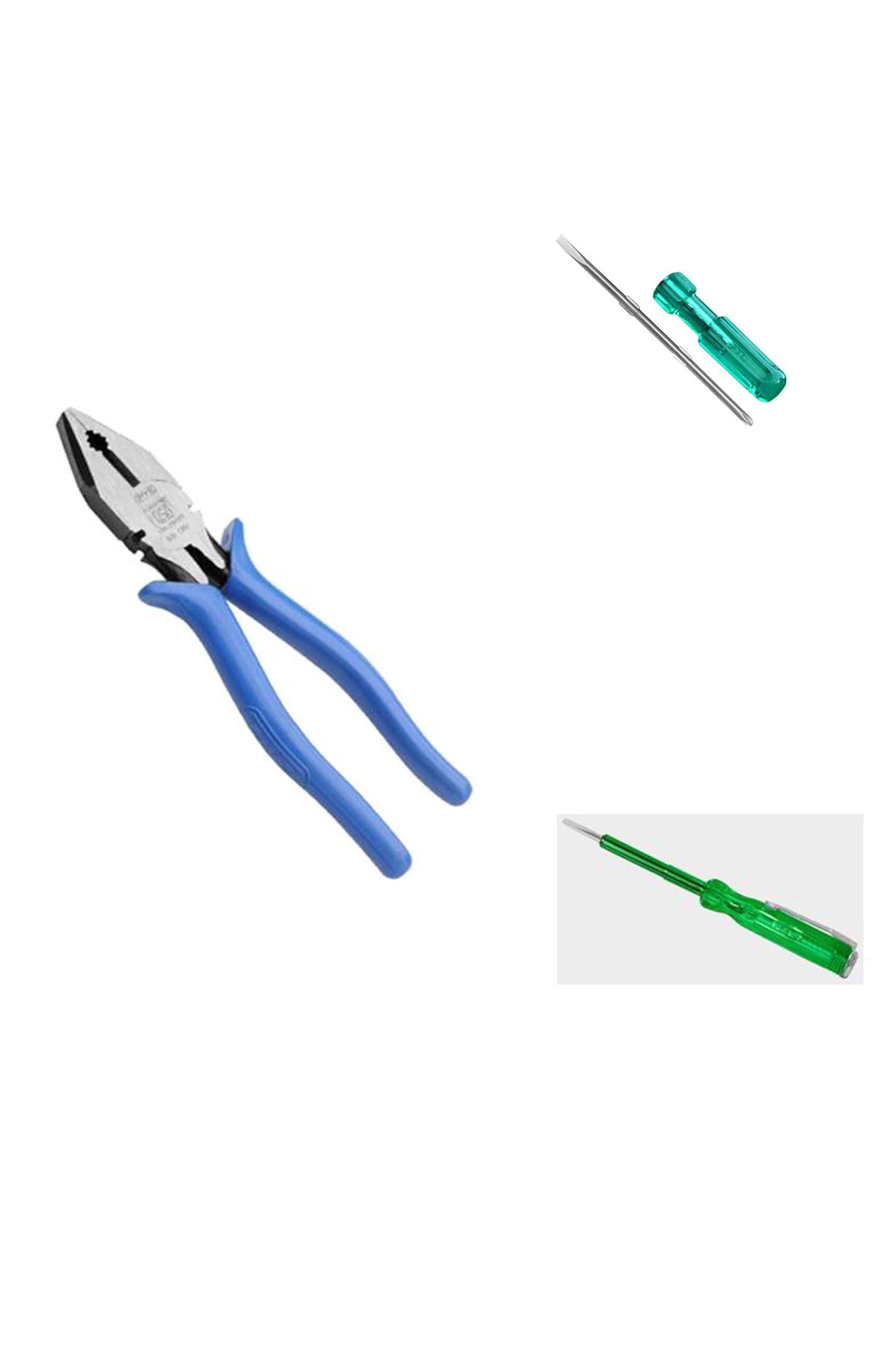 PYE Set of 3 Hand Tool Combo Plier 205mm(908)/Double-End Screwdriver ...