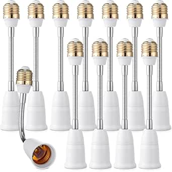 Aurelema 12 Pcs E26/E27 Flexible Light Socket Extender 7.7 Inches ...