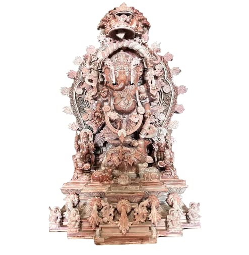 ZOLTAMULATA Lord Ganesha Khanja Work Pink Stone Statue Lord Ganesha ...