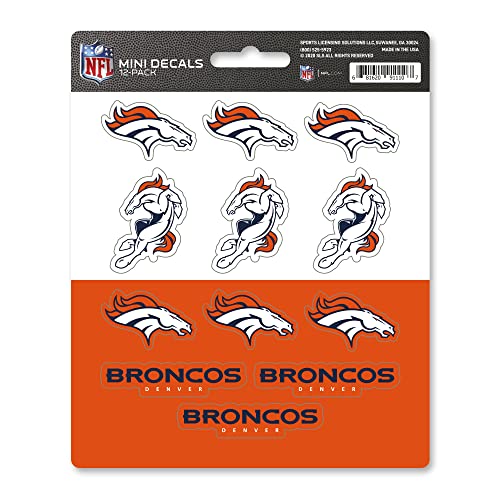 Snapklik.com : 61119 Denver Broncos 12 Count Mini Decal Sticker Pack