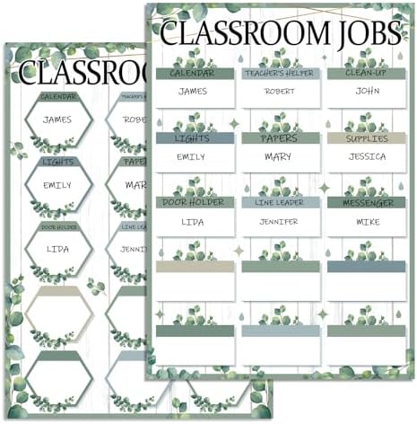 Amazon.com : Eucalyptus Class Jobs Chart 14×19.7in Reusable Classroom ...