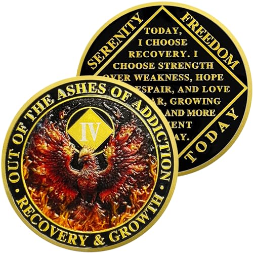 4 Year NA Medallions | Fiery Phoenix Narcotics Anonymous Recovery Coins ...