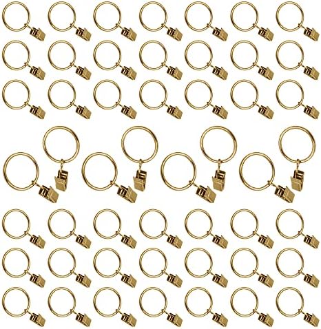 Lot de 50 anneaux de rideaux avec clips - Anneaux de draperie en métal ...