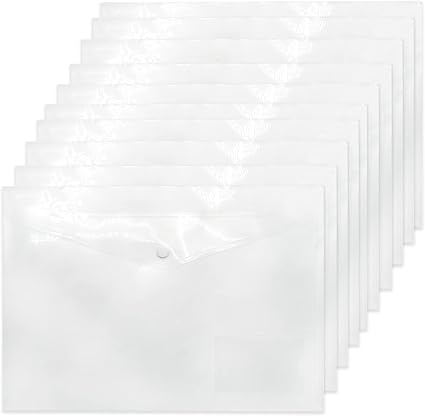 Cartelletta, Cartelline Trasparenti, Buste Bottone A4, Impermeabile, Colore bianca, con ...