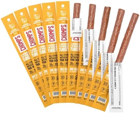 Amazon.com: Chomps Original Turkey Jerky Meat Snack Sticks 10-Pack ...