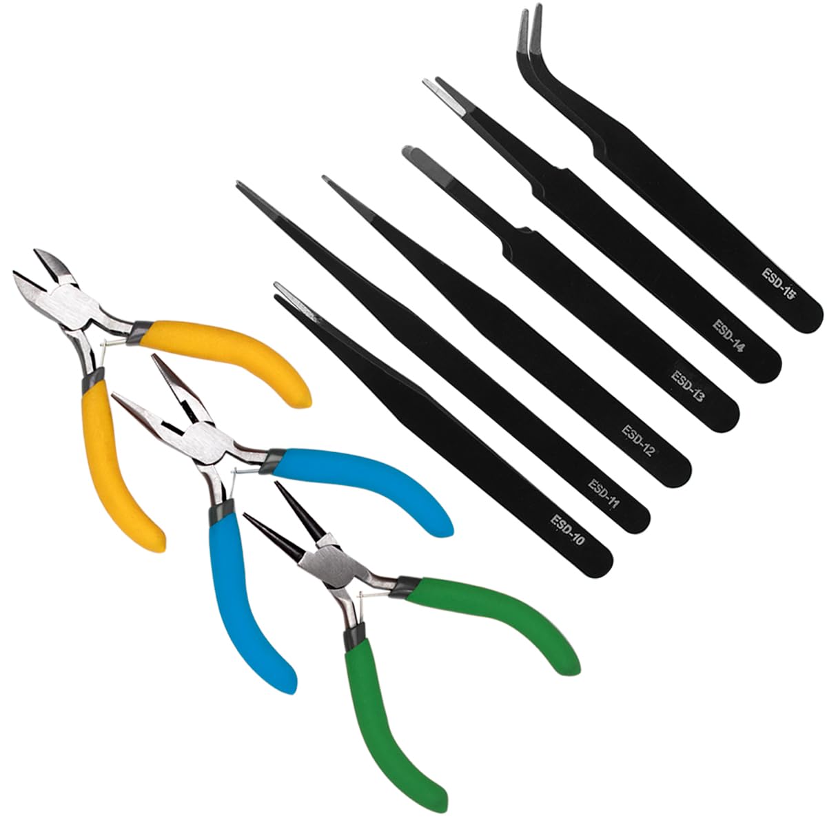 Kit Jogo De Alicate E Pinças Eletrônicas Para Artesanato Bijuterias ...