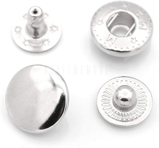 Amazon.com: CRAFTMEMORE 50 Sets Silver Snap Buttons S-Spring Socket ...