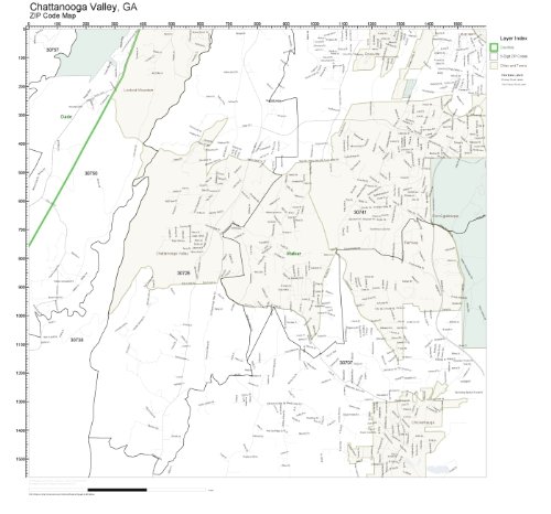 ZIP Code Wall Map of Chattanooga Valley, GA ZIP Code Map Not Laminated ...