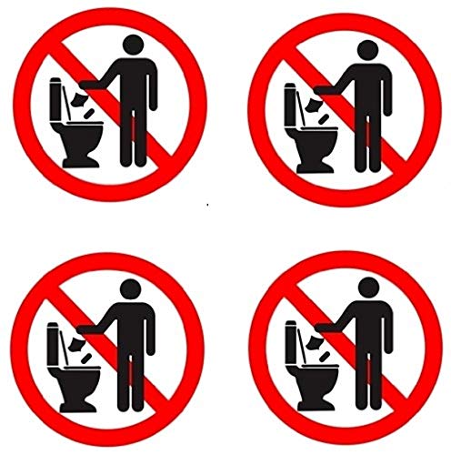 INDOOR (4 Pack) NO TOILET PAPER 4'' Dia Sign Decal Sticker Restroom ...