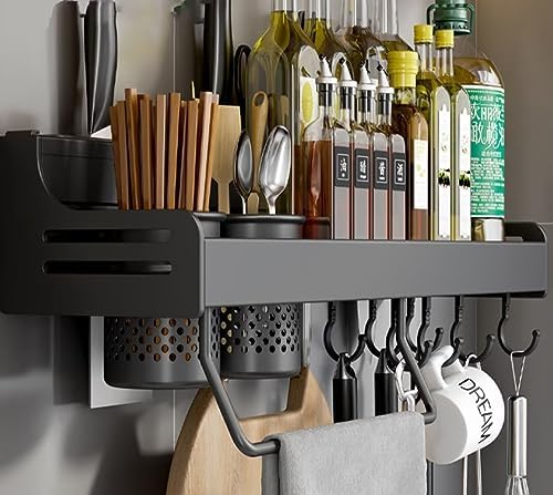 CarreGas® Spice Rack Wall Mounted, Kitchen Wall Shelf, Utensil Rack 8 ...