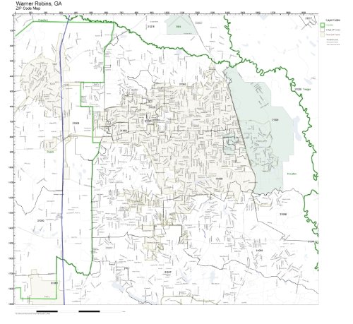 ZIP Code Wall Map of Warner Robins, GA ZIP Code Map Not Laminated ...