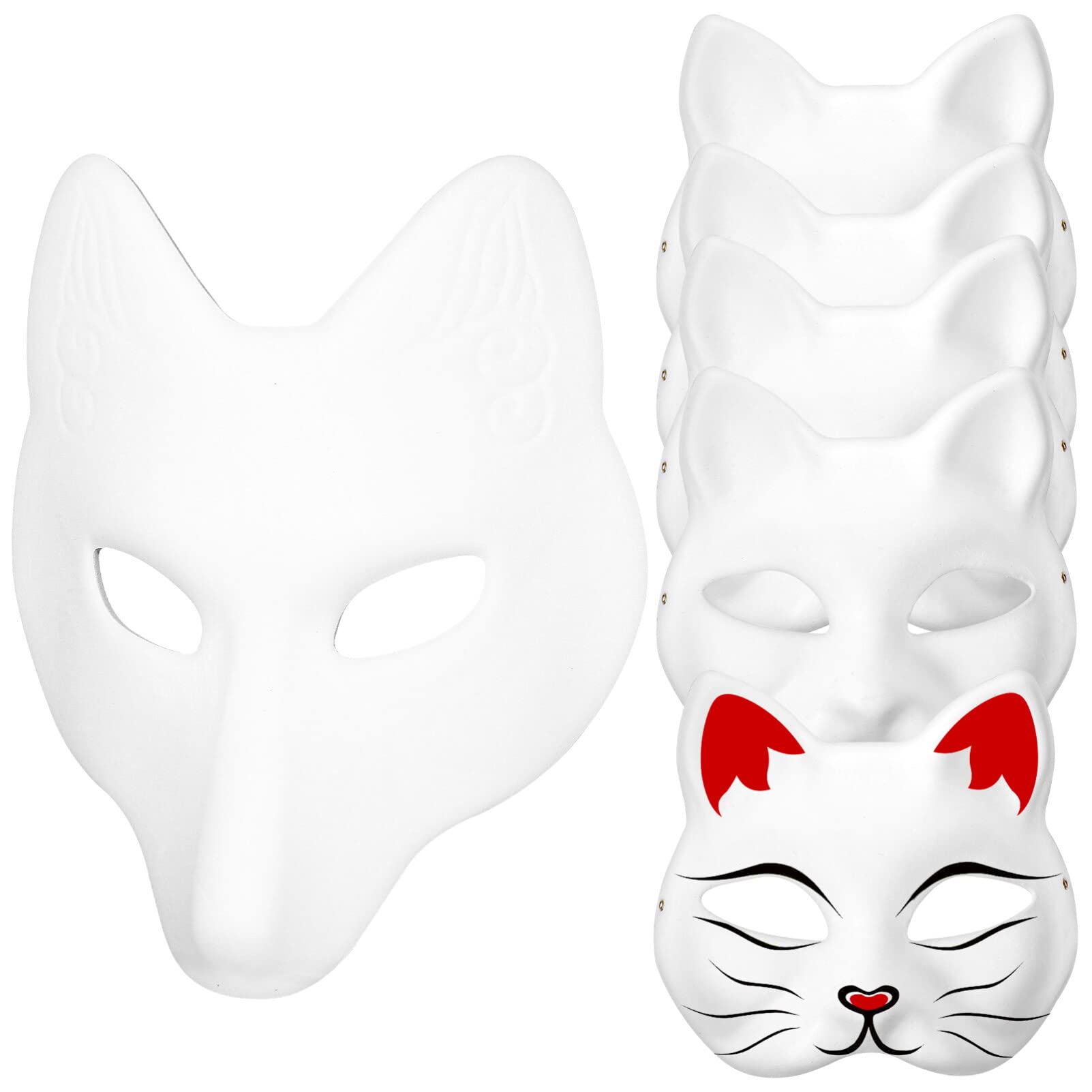 Amazon.com: Toyvian Mask Cat Masks Fox Mask Set White Paper Mask Hand ...