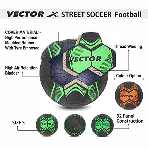 Vector X Street Soccer Football (Green/Black, Size: 5) Material: Rubber ...