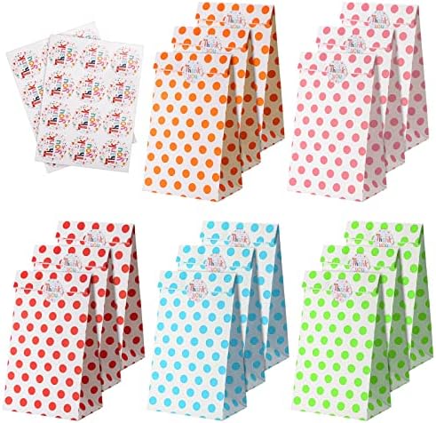 15Pcs Candy Treat Bags, 5 Colors Dots Pattern Paper Party Bag 24 x 13 x ...