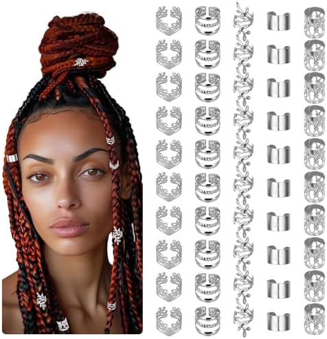 Amazon.com : Vaikby 103PCS Silver Hair Jewelry for Braids Accessories ...