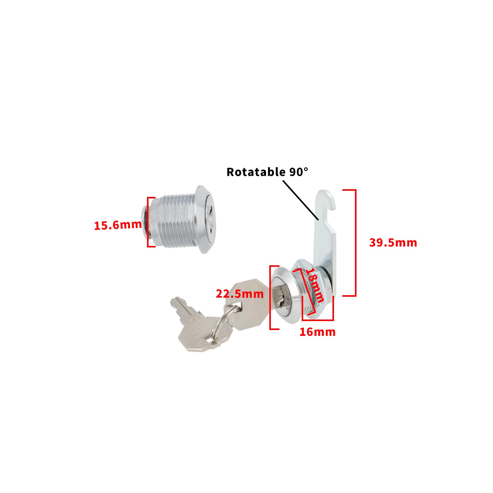 SG Store 8 Pack 16mm Cam Lock with Keys Zinc Alloy Barrel Lock Cabinet ...